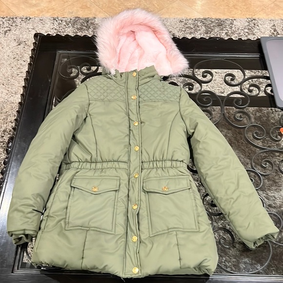 Justice | Jackets & Coats | Kids Faux Fur Green Cozy Parka By Justice ...